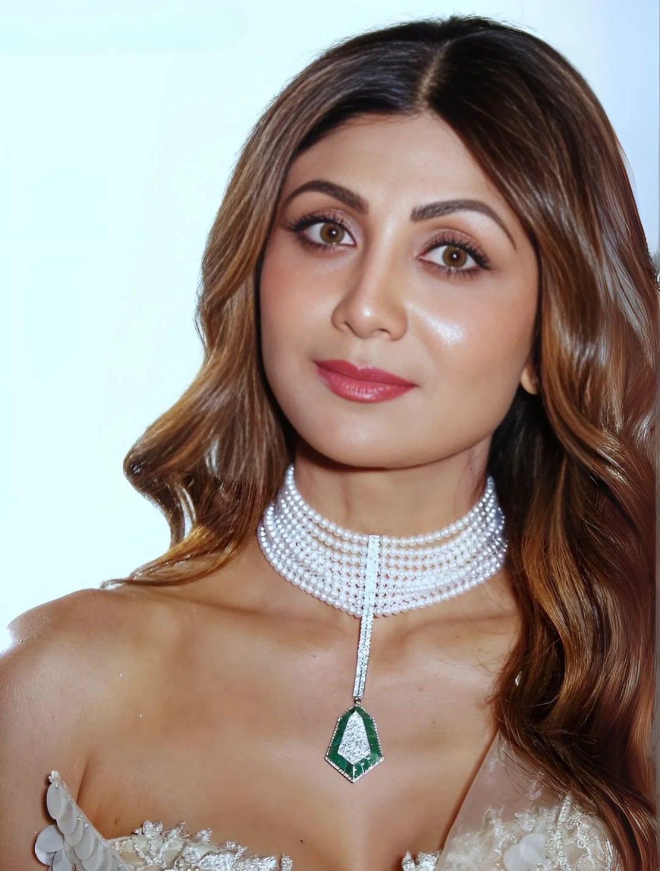 Shilpa Shetty Inspired Pearl Choker set American diamond necklace set ...