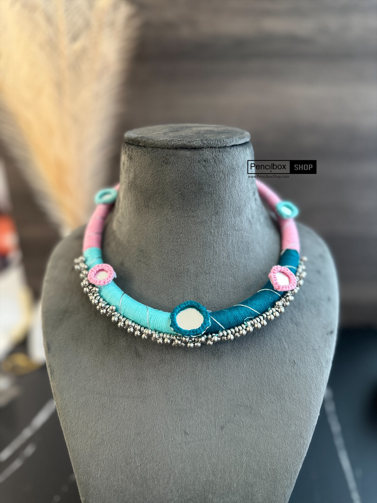 Handmade Thread Mirror Hasli Necklace – PencilboxShopUSA