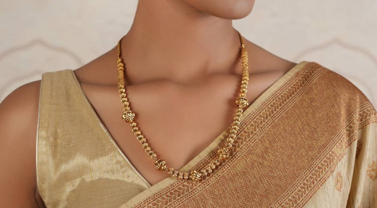 Simple Stunning Ball Antique Gold Plated Mala necklace – PencilboxShopUSA