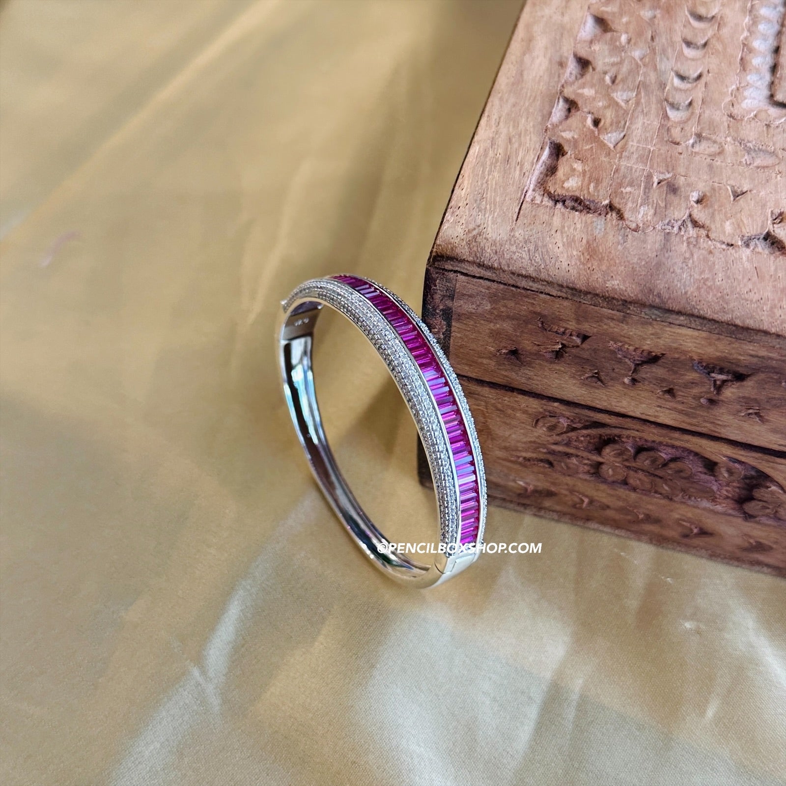 Invisible pave setting Silver Openable Bracelet – PencilboxShopUSA