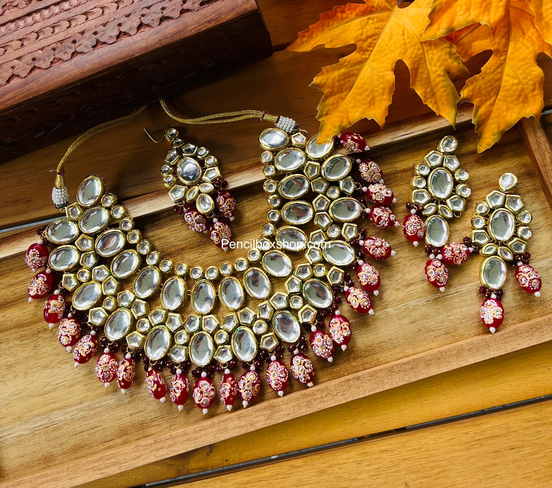 Ruby Grand Statement Uncut Premium Quality Heavy Designer Kundan Neckl ...