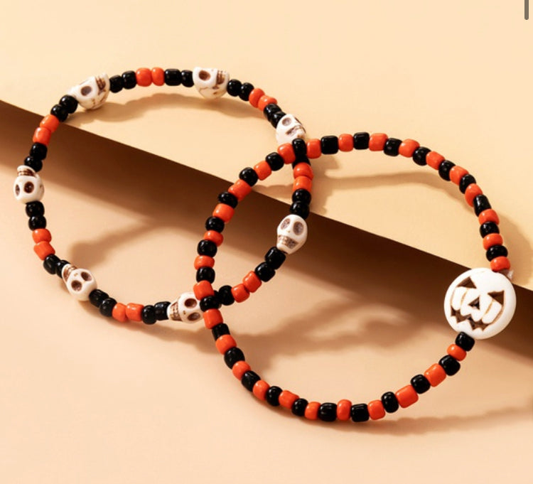 2 pc Halloween Anklet/Bracelet rice beads Halloween theme ...